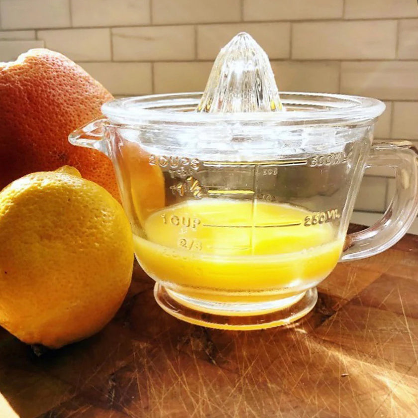 Glass Citrus Juicer with Measuring Cup — Menus and Music
