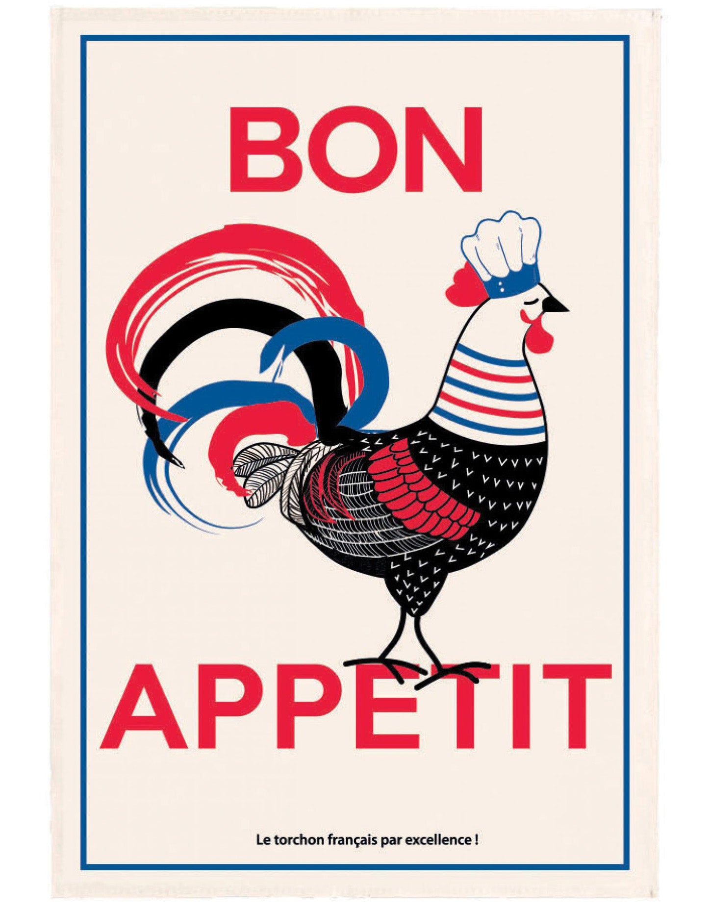 French Kitchen Towel - Bon Appetit Rooster — Menus and Music