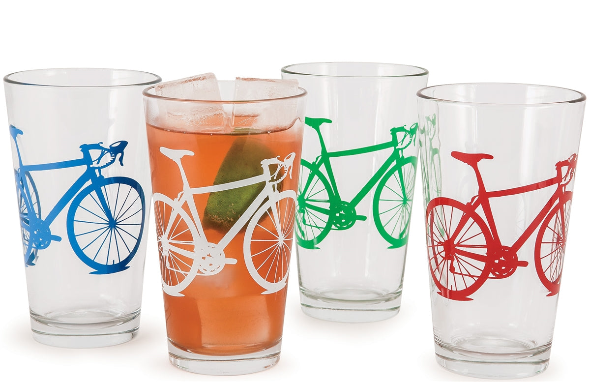 Bicycle Pint Glasses - Gift-Boxed Set of Four — Menus and Music