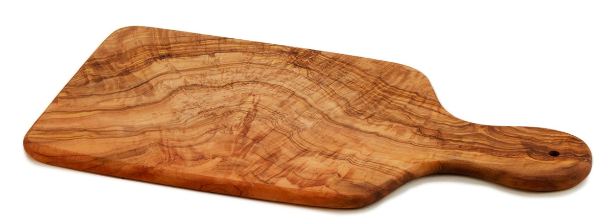 Olive Wood Serving Board with Handle — Menus and Music